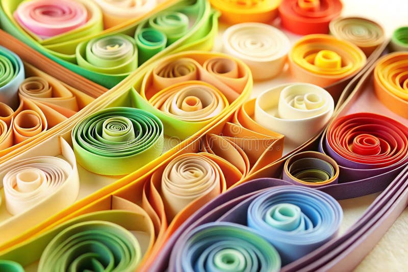 Close-Up of Quilling Papers on Beige Background Stock Illustration ...