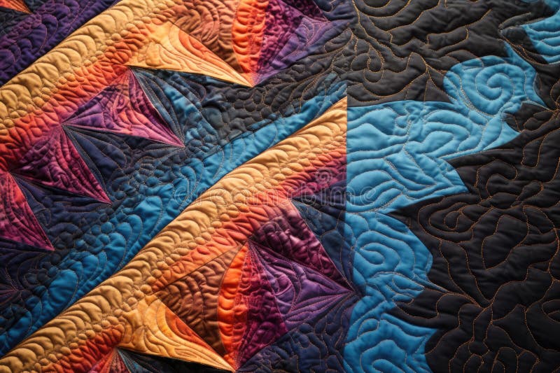 Close-up of Quilt Stitches and Intricate Patterns Stock Photo - Image ...