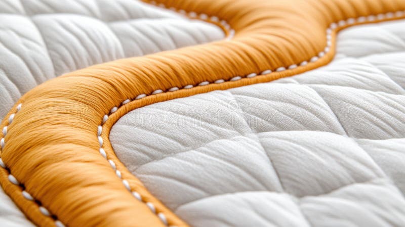 Intricate Stitching on a Quilted Fabric with a Bold Orange Pattern, AI ...