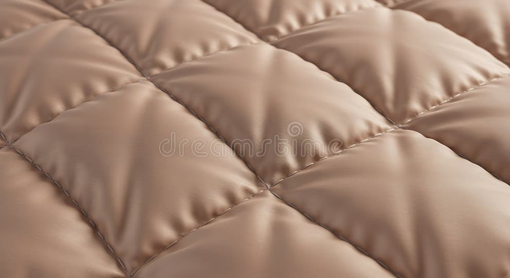 Close-up of a Quilted Fabric Surface Featuring a Grid Pattern of Padded ...