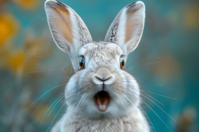 Surprised Rabbit with Open Mouth in Nature Setting - Perfect for Spring ...