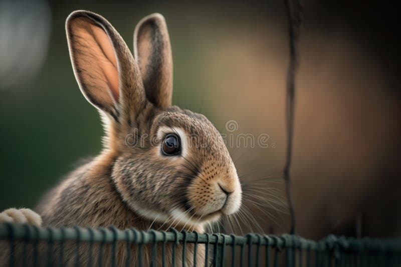 Close Up of a Rabbit Looking Over a Fence Stock Illustration ...