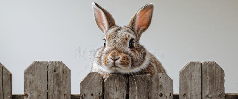 A Close Up of a Rabbit Looking Over a Fence. Stock Image - Image of ...