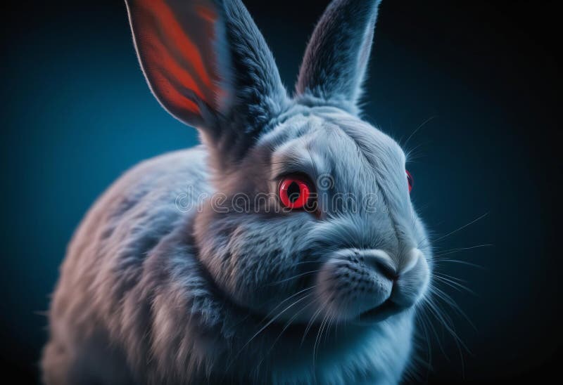 Close Up of an Rabbit with Red Eyes, Isolated on Black Background Stock ...