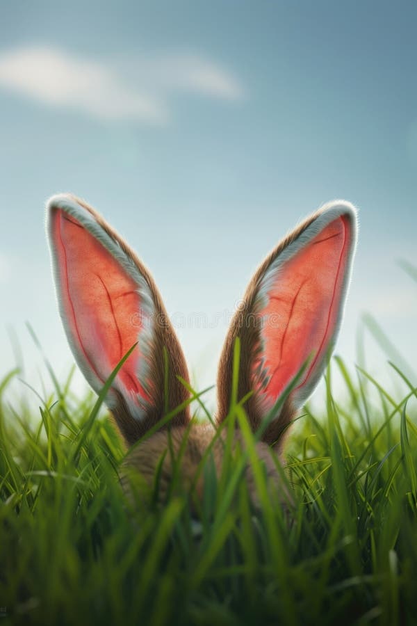 Close-up of a Rabbit S Ears in the Grass. Suitable for Nature and ...