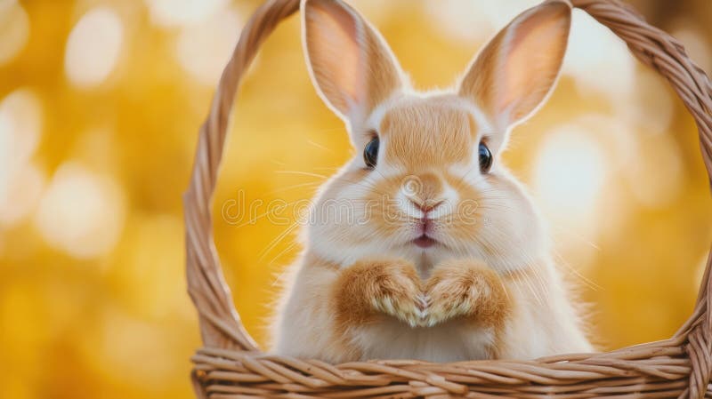 A Close Up of a Rabbit Sitting in the Basket, AI Stock Image - Image of ...