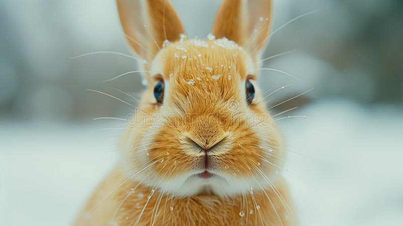 Close-up of a Rabbit in the Snow Stock Illustration - Illustration of ...