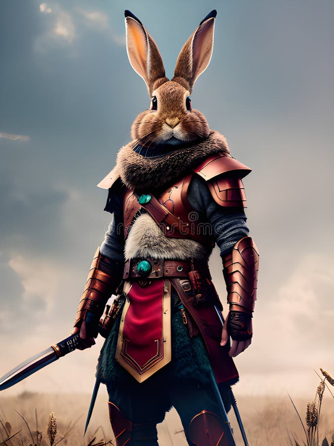 Rabbit Warrior in the War, AI Generated Stock Illustration ...