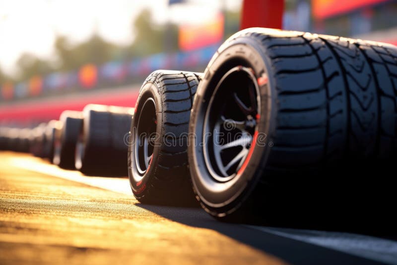 Close-up of Racing Car Tires on Track Stock Illustration - Illustration ...