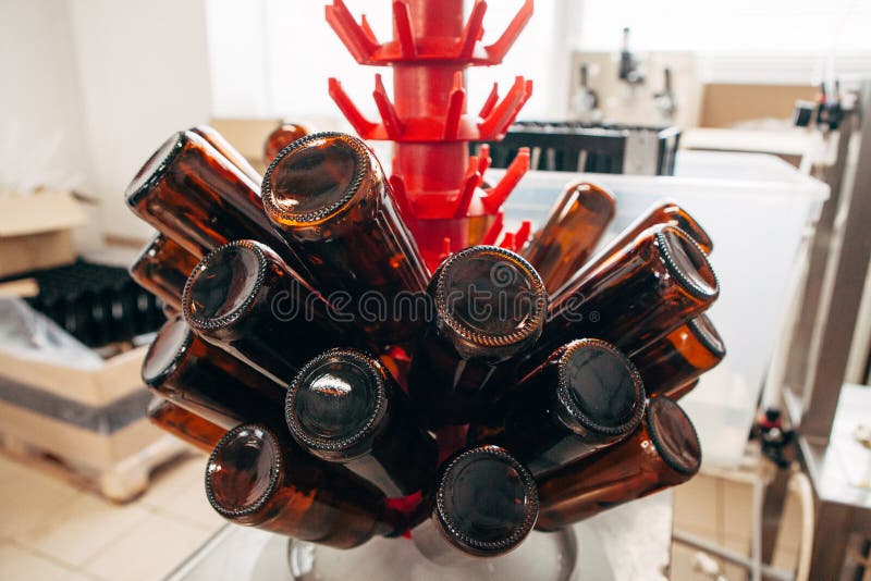 Close-up of a Rack for Beer Bottles at a Brewery Stock Image - Image of ...