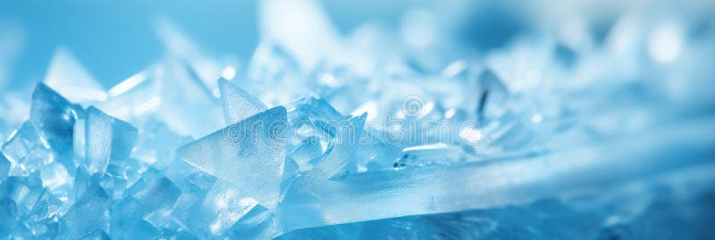 Close-up of Radiant Ice Crystals Forming a Blue Textured Background ...