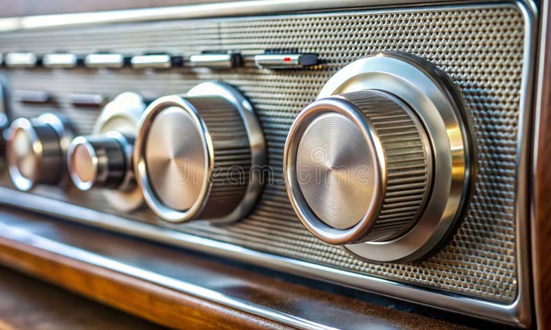 A Panel with Chrome Knobs for Radio Settings in the Car Interior Stock ...
