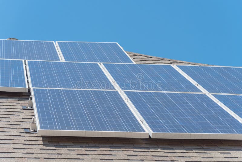 Solar Panel Installation on Asphalt Shingles Rooftop Stock Image ...