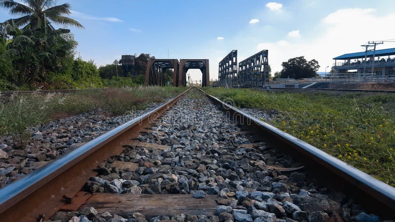 Close-up of a Rail Road Track, Train Tracks,railway Bridge Stock Photo ...