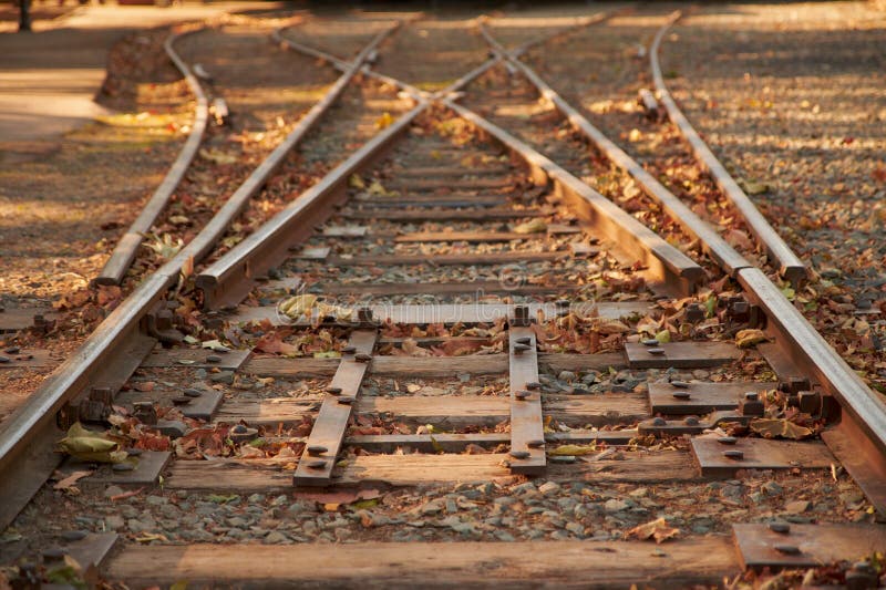 Close Up Railroad Tracks Switch Stock Image - Image of platform, points ...