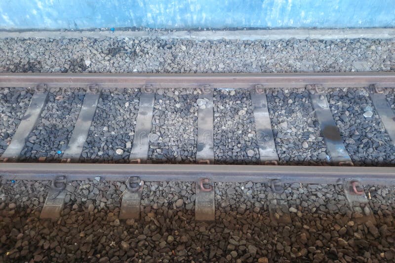 Close Up of Railway Track with Track Ballast Stones. Stock Photo ...