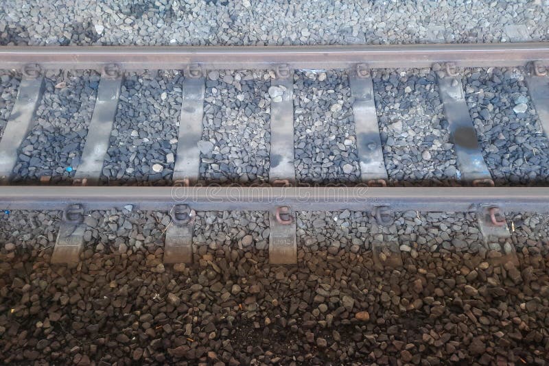 Close Up of Railway Track with Track Ballast Stones. Stock Photo ...