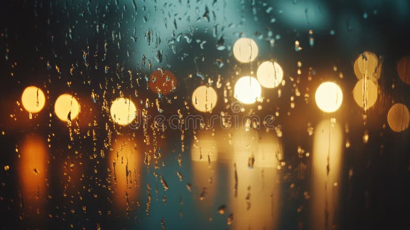 Colorful Urban Night View Rain Drenched Window Stock Photos - Free ...