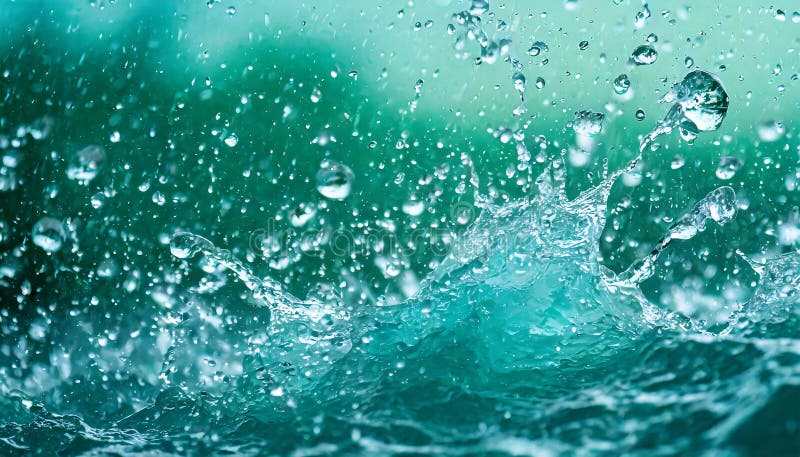 Close Up of Rain Drops and Aqua Splashes with Copyspace Stock ...