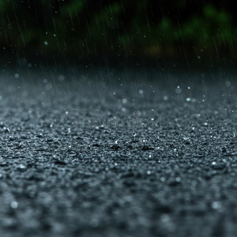 Close Up Rain Drops on Dark Wet Ground Stock Illustration ...