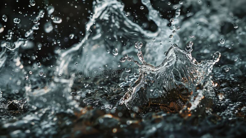 Close Up of Rain Drops on Grass Creating Natural Art in Puddle AIG50 ...