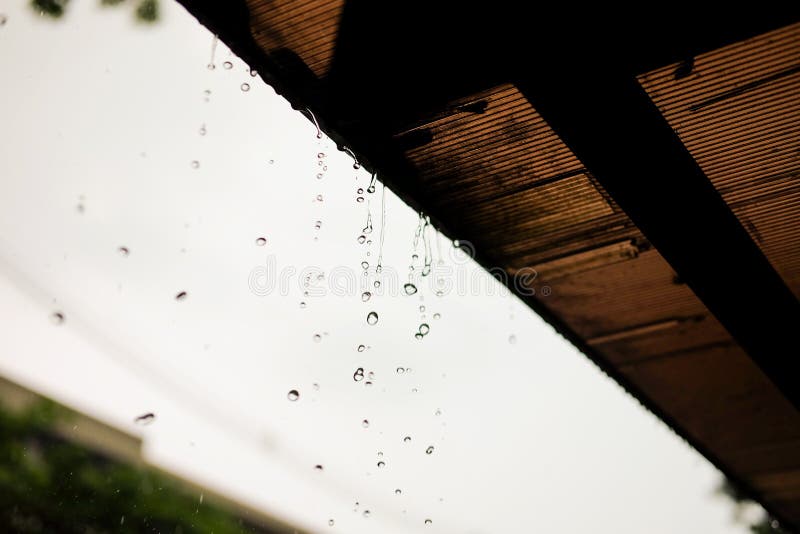 Close Up Rain Splash from Roof Stock Image - Image of weather, raining ...