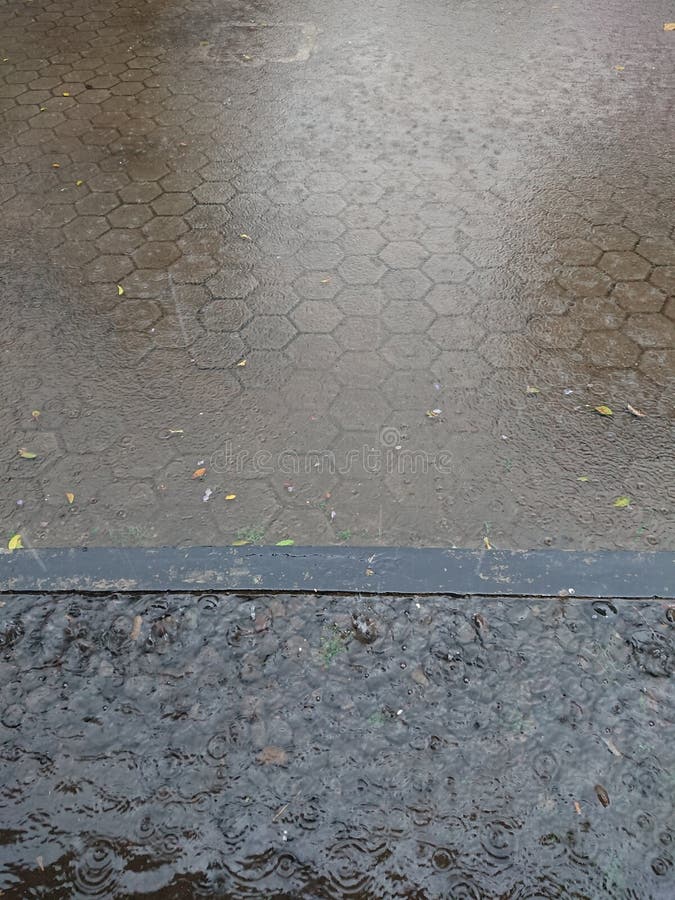 Close Up Rain Water Drop Paving Block at Day Stock Photo - Image of ...