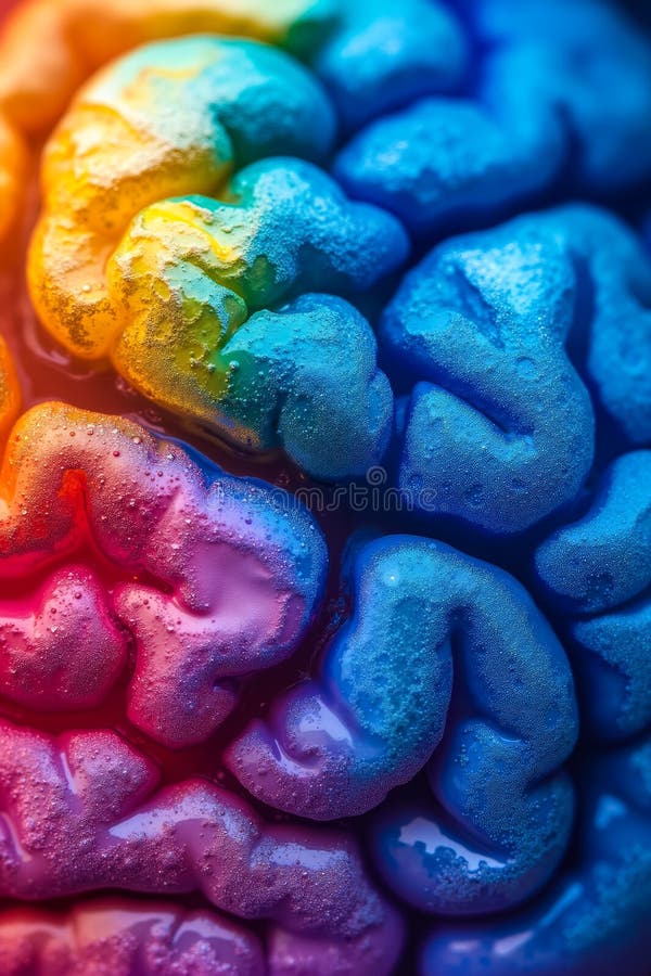 A Close Up of a Rainbow Colored Brain Stock Illustration - Illustration ...