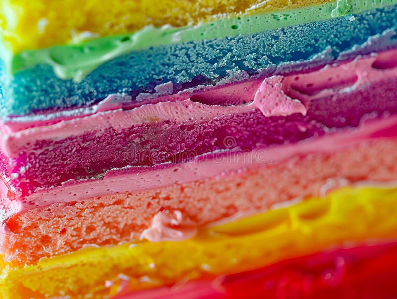 A Close Up of a Rainbow Colored Cake on a Plate Stock Photo - Image of ...