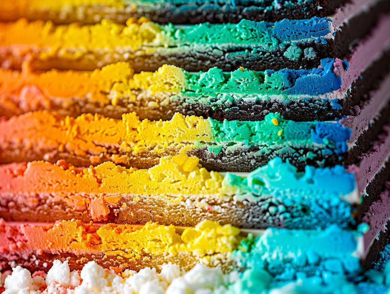 A Close Up of a Rainbow Colored Cake on a Table Stock Photo - Image of ...