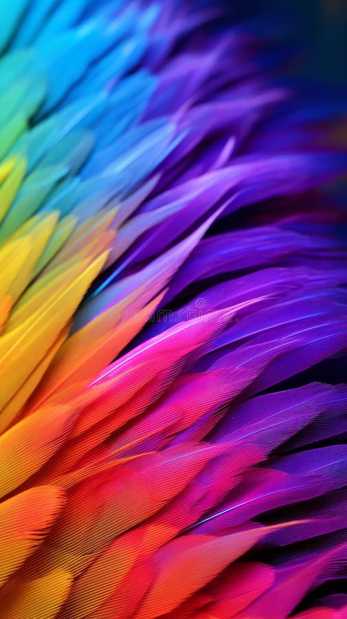 A Vibrant Rainbow Feather Up Close Stock Image - Image of iridescent ...