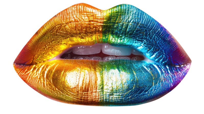 Close Up of a Rainbow Colored Lip, Perfect for Beauty and Makeup ...