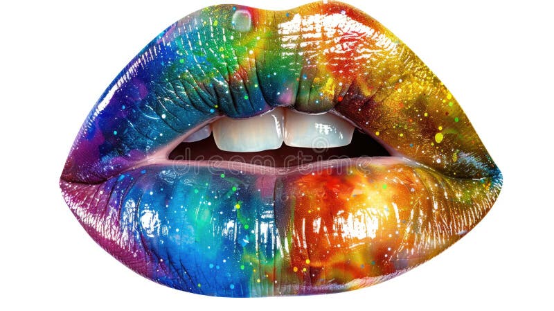 Close Up of Rainbow Colored Lips, Perfect for Beauty and Makeup ...