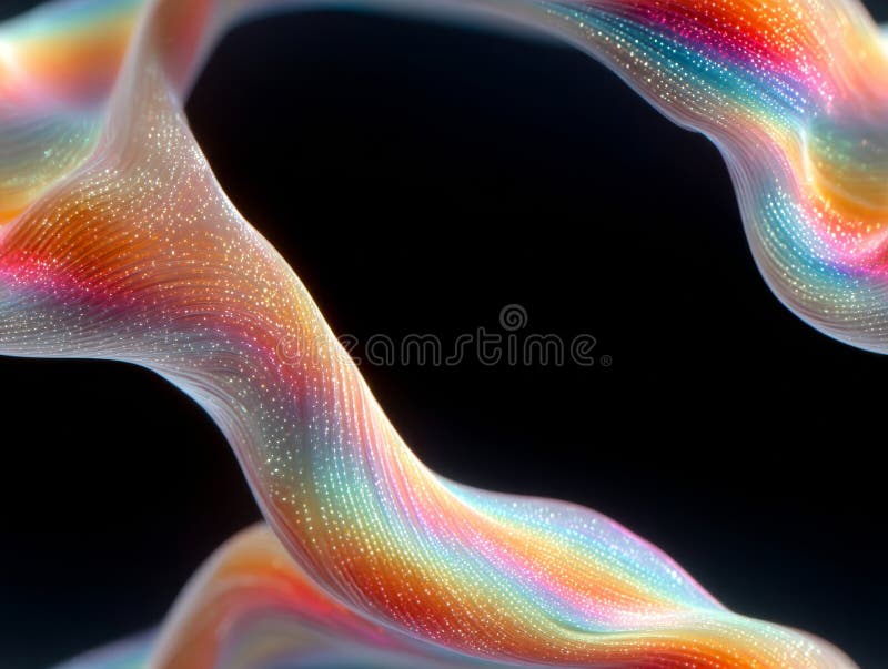 A Close Up of a Rainbow Colored Liquid Flowing in the Air Stock Photo ...