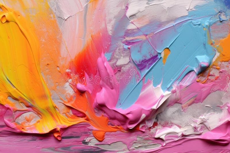 Close-up of Rainbow-colored Paint Mixing on Canvas Stock Illustration ...