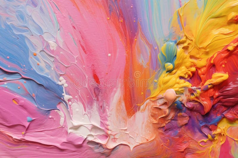 Close-up of Rainbow-colored Paint Mixing on Canvas Stock Illustration ...