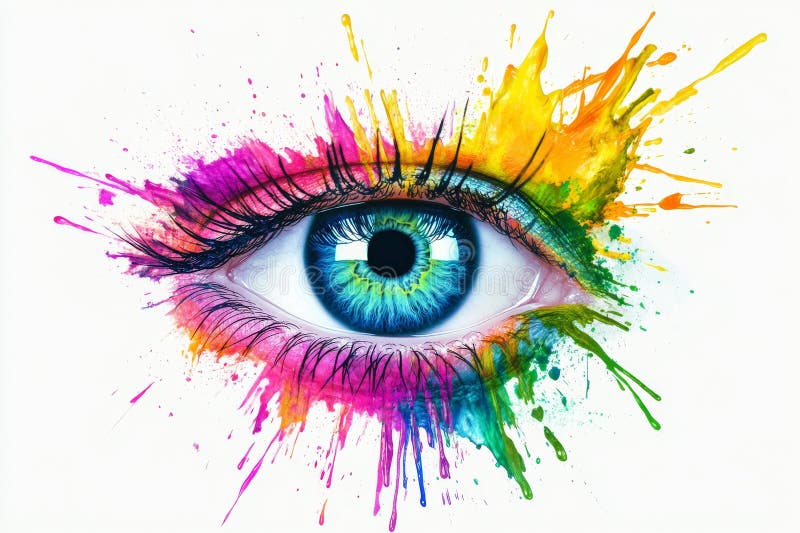 A Close Up of a Rainbow Eye on a Transparent Background with ...