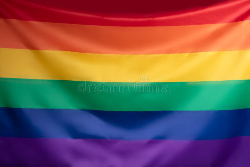 Close-up of Rainbow Flag stock photo. Image of satin - 148981732