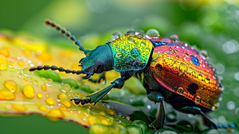 A Rainbow at the Garden with Insects Stock Illustration - Illustration ...