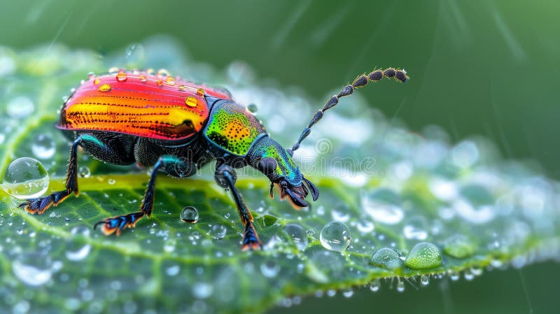 A Rainbow at the Garden with Insects Stock Illustration - Illustration ...