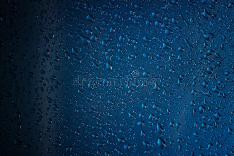 Close-up, Raindrops, Dark Blue Background, Abstract, Background ...