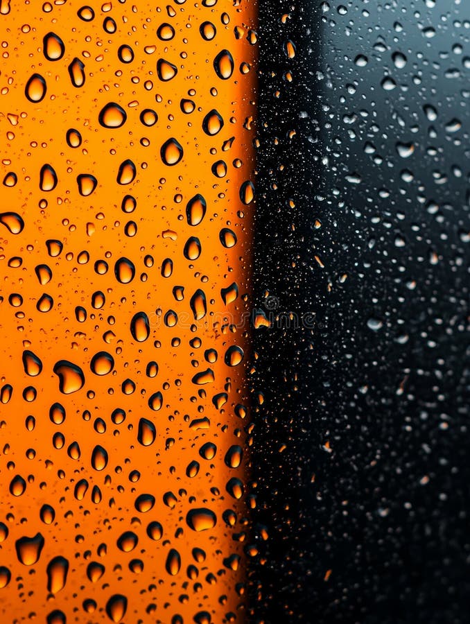 CloseUp of Raindrops on a Surface with Condensation and Color Contrast ...