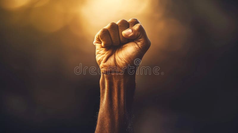 A Close-up of a Raised Fist Wrapped Symbolizing Strength and Unity ...