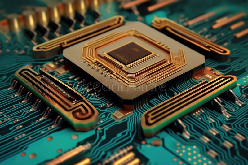 Close-up of a Ram Chip with Visible Circuits Stock Illustration ...