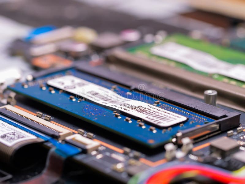 Close-up of RAM Memory Module on Laptop Motherboard Stock Image - Image ...