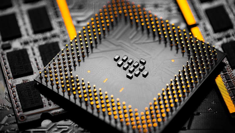 Close Up of RAM Memory and Pins on Main CPU PC Processor Circuit Board ... Close Up of RAM Memory and Pins on Main CPU PC Processor Circuit Board ...