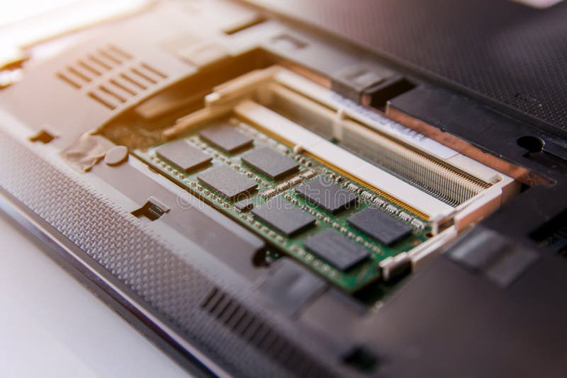 Close Up RAM Stick on Socket Laptop Stock Photo - Image of power ...