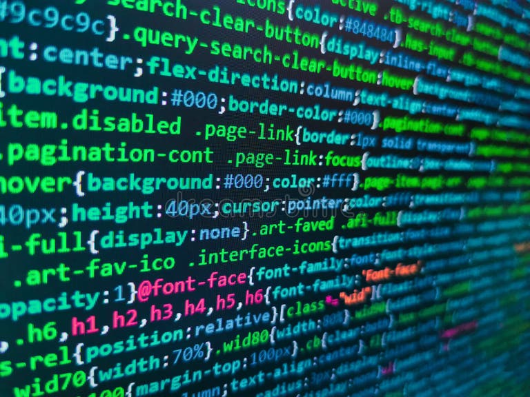 Close Up of Random Computer Code Comprised of Numbers and Letters. Programming Code Abstract ...