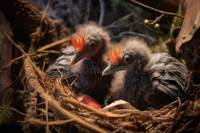 Close-up of Rare Bird Chicks Hatching from Their Eggs in the Nest Stock ...