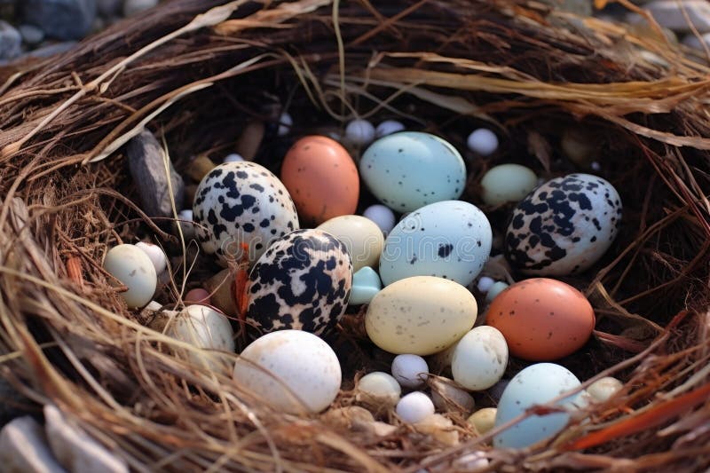 Close-up of Rare Bird Eggs in a Unique Nesting Area Stock Illustration ...
